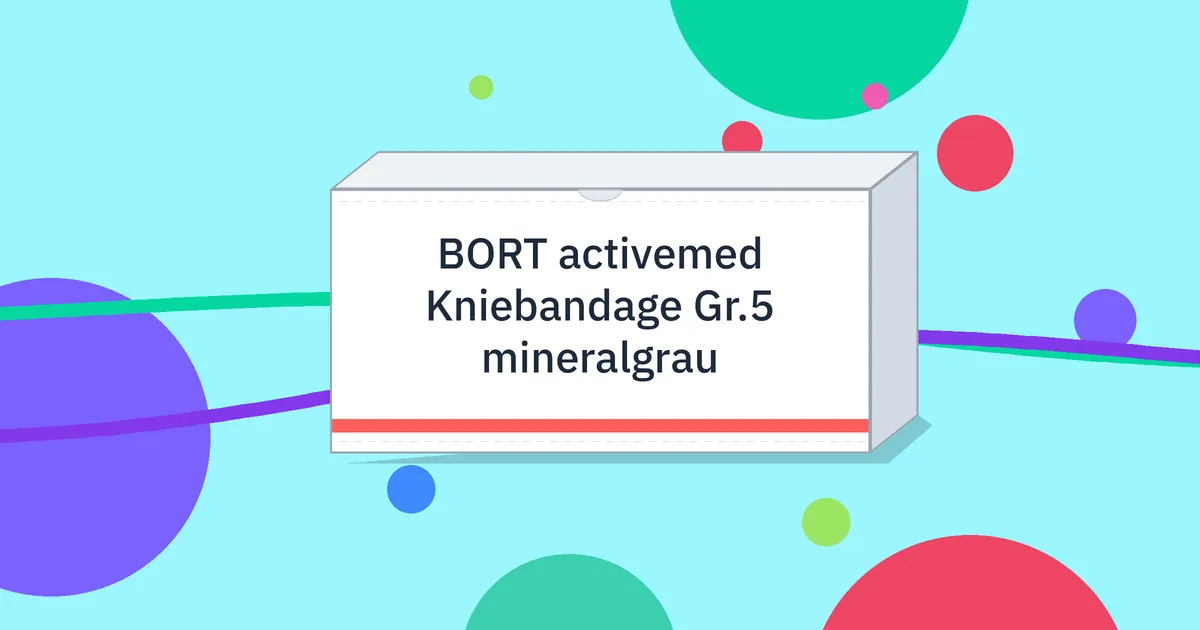 Symbolbild: Packung mit der Aufschrift BORT activemed Kniebandage Gr.5 mineralgrau (PZN 15258862) – Verfügbarkeit und Bezug in Apotheken in Frankfurt am Main