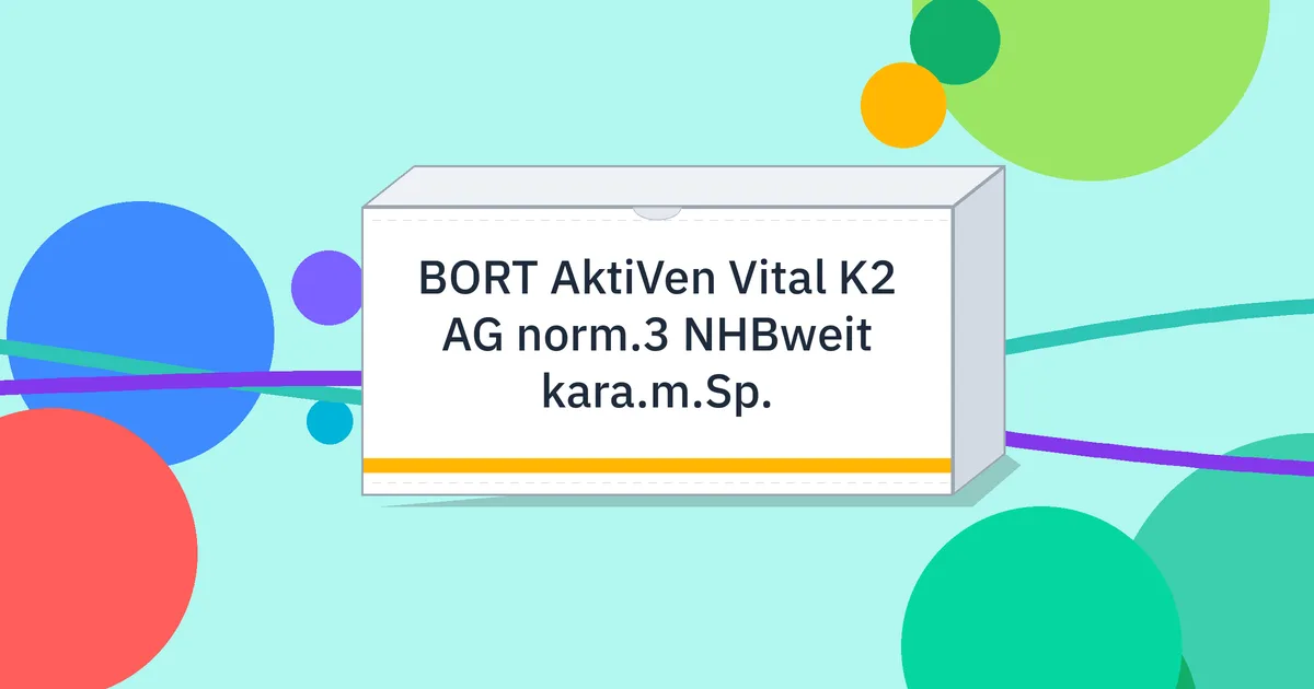 Symbolbild: Packung mit der Aufschrift BORT AktiVen Vital K2 AG norm.3 NHBweit kara.m.Sp. (PZN 12384477) – Verfügbarkeit und Bezug in Apotheken in Frankfurt am Main
