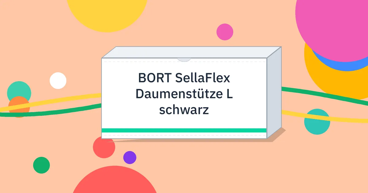 Symbolbild: Packung mit der Aufschrift BORT SellaFlex Daumenstütze L schwarz (PZN 10207156) – Verfügbarkeit und Bezug in Apotheken in Frankfurt am Main