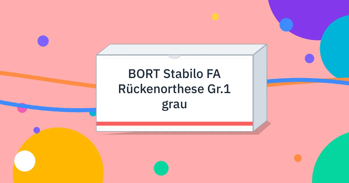 Symbolbild: Packung mit der Aufschrift BORT Stabilo FA Rückenorthese Gr.1 grau (PZN 16318715) – Verfügbarkeit und Bezug in Apotheken in Frankfurt am Main