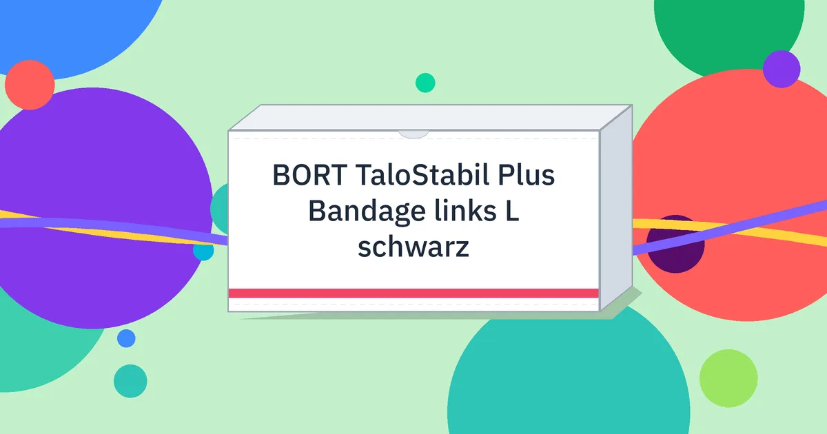 Symbolbild: Packung mit der Aufschrift BORT TaloStabil Plus Bandage links L schwarz (PZN 07672205) – Verfügbarkeit und Bezug in Apotheken in Frankfurt am Main