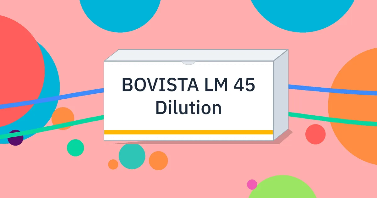 Symbolbild: Packung mit der Aufschrift BOVISTA LM 45 Dilution (PZN 13394414) – Verfügbarkeit und Bezug in Apotheken in Frankfurt am Main