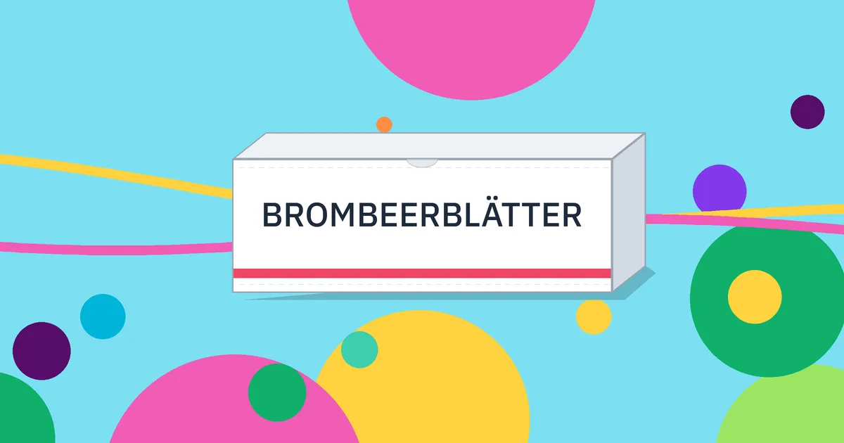 Symbolbild: Packung mit der Aufschrift BROMBEERBLÄTTER (PZN 08465483) – Verfügbarkeit und Bezug in Apotheken in Frankfurt am Main