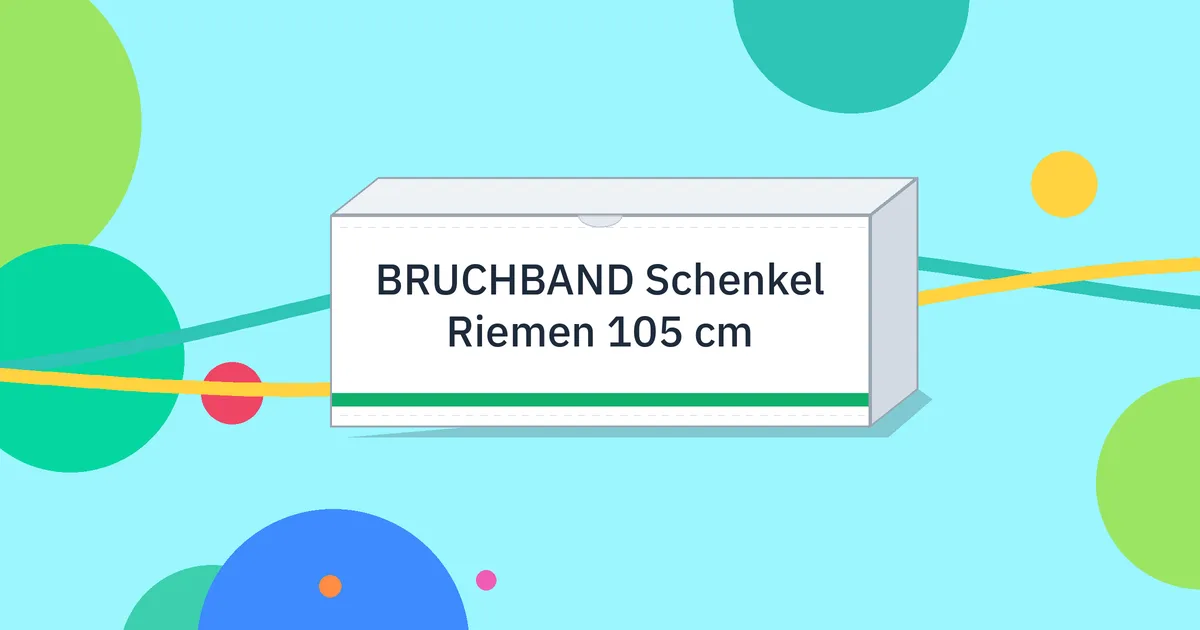 Symbolbild: Packung mit der Aufschrift BRUCHBAND Schenkel Riemen 105 cm (PZN 01725550) – Verfügbarkeit und Bezug in Apotheken in Frankfurt am Main