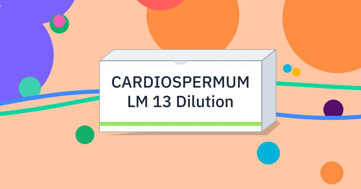 Symbolbild: Packung mit der Aufschrift CARDIOSPERMUM LM 13 Dilution (PZN 12810342) – Verfügbarkeit und Bezug in Apotheken in Frankfurt am Main