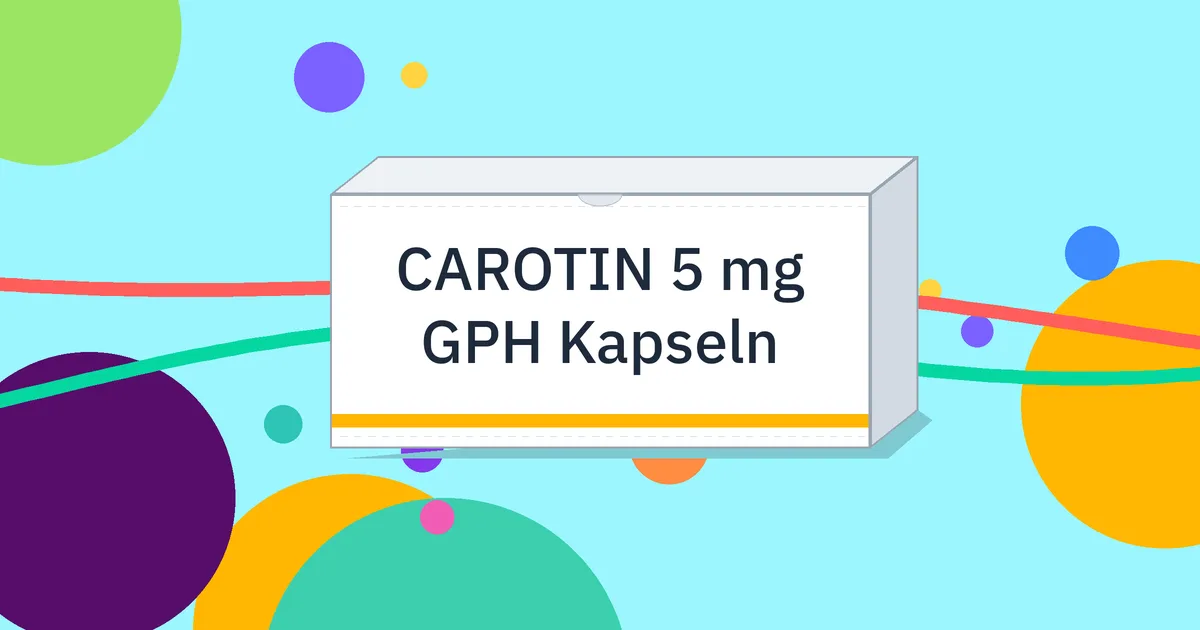 Symbolbild: Packung mit der Aufschrift CAROTIN 5 mg GPH Kapseln (PZN 09073673) – Verfügbarkeit und Bezug in Apotheken in Frankfurt am Main