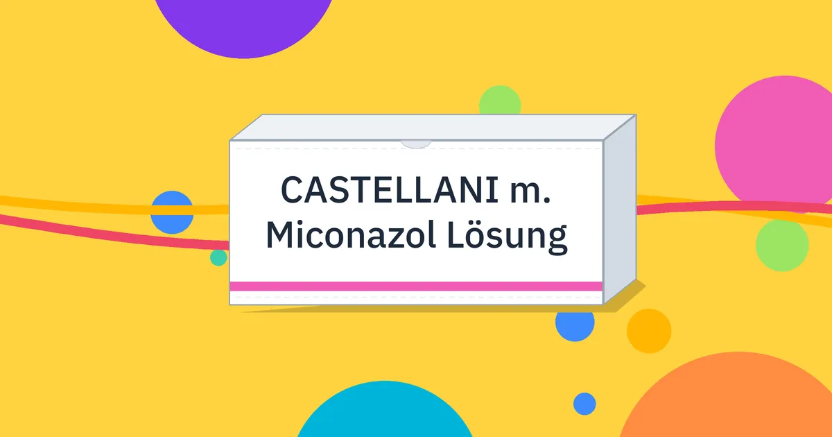 Symbolbild: Packung mit der Aufschrift CASTELLANI m. Miconazol Lösung (PZN 00912741) – Verfügbarkeit und Bezug in Apotheken in Frankfurt am Main