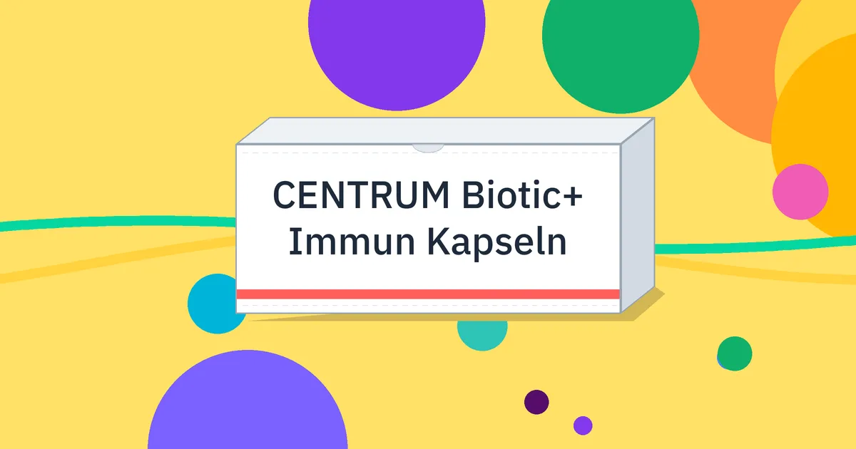 Symbolbild: Packung mit der Aufschrift CENTRUM Biotic+ Immun Kapseln (PZN 19973308) – Verfügbarkeit und Bezug in Apotheken in Frankfurt am Main