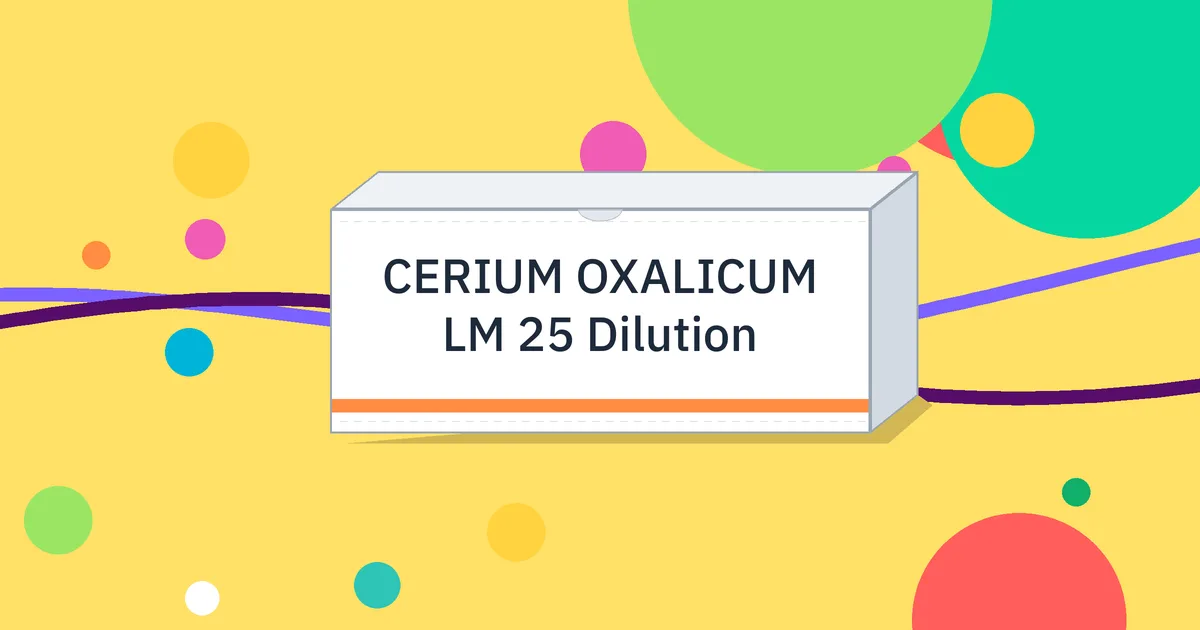 Symbolbild: Packung mit der Aufschrift CERIUM OXALICUM LM 25 Dilution (PZN 13438198) – Verfügbarkeit und Bezug in Apotheken in Frankfurt am Main