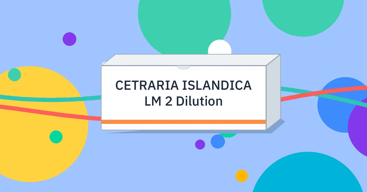 Symbolbild: Packung mit der Aufschrift CETRARIA ISLANDICA LM 2 Dilution (PZN 12811933) – Verfügbarkeit und Bezug in Apotheken in Frankfurt am Main