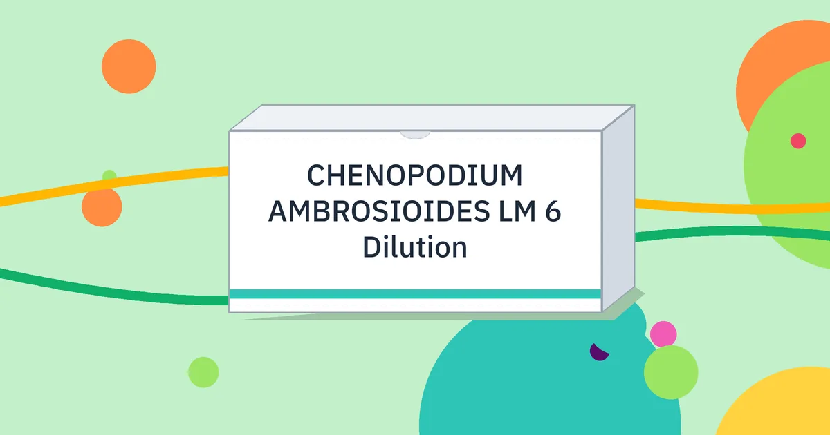 Symbolbild: Packung mit der Aufschrift CHENOPODIUM AMBROSIOIDES LM 6 Dilution (PZN 13440278) – Verfügbarkeit und Bezug in Apotheken in Frankfurt am Main