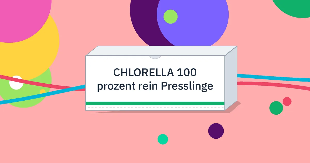 Symbolbild: Packung mit der Aufschrift CHLORELLA 100 prozent rein Presslinge (PZN 06146940) – Verfügbarkeit und Bezug in Apotheken in Frankfurt am Main