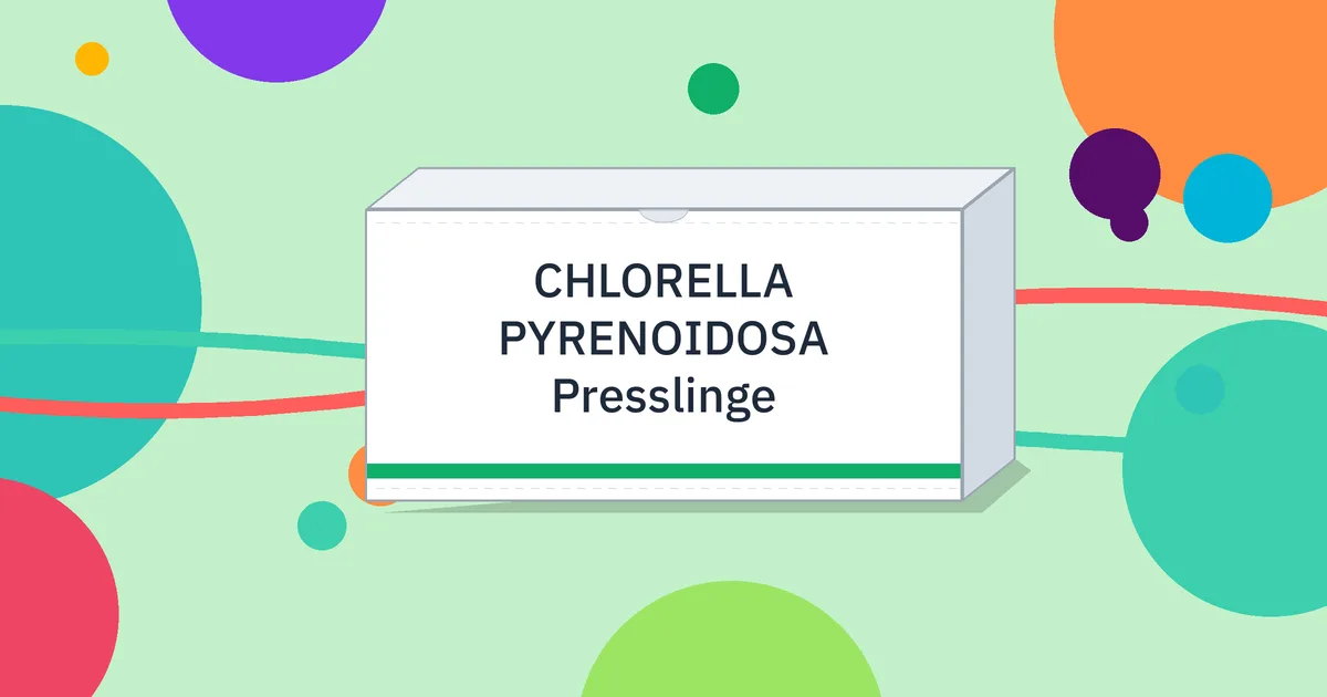 Symbolbild: Packung mit der Aufschrift CHLORELLA PYRENOIDOSA Presslinge (PZN 17292142) – Verfügbarkeit und Bezug in Apotheken in Frankfurt am Main
