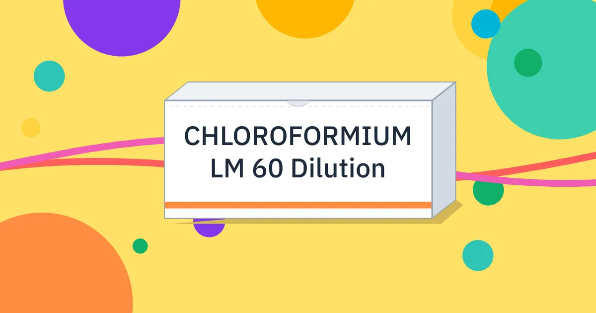 Symbolbild: Packung mit der Aufschrift CHLOROFORMIUM LM 60 Dilution (PZN 13444804) – Verfügbarkeit und Bezug in Apotheken in Frankfurt am Main