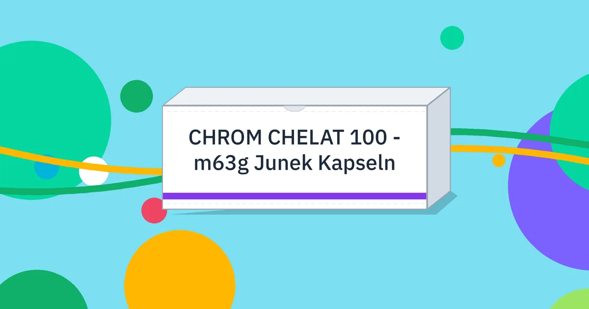 Symbolbild: Packung mit der Aufschrift CHROM CHELAT 100 -m63g Junek Kapseln (PZN 10304899) – Verfügbarkeit und Bezug in Apotheken in Frankfurt am Main