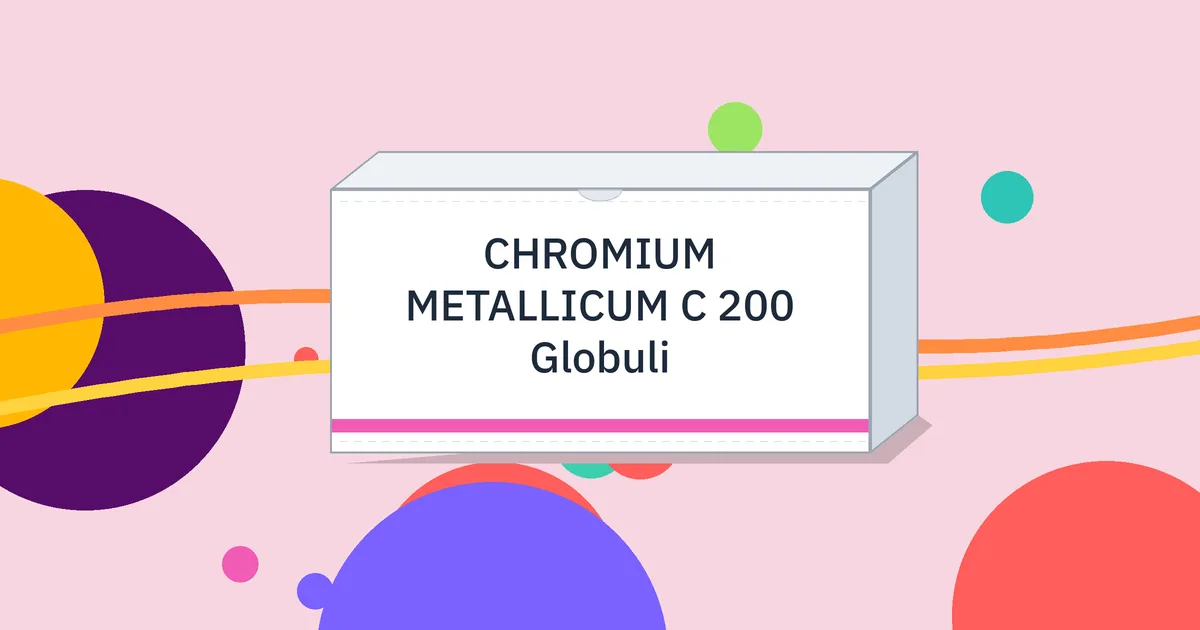 Symbolbild: Packung mit der Aufschrift CHROMIUM METALLICUM C 200 Globuli (PZN 16690113) – Verfügbarkeit und Bezug in Apotheken in Frankfurt am Main
