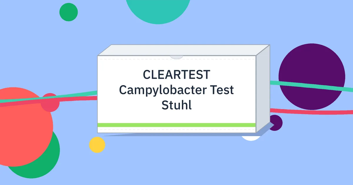 Symbolbild: Packung mit der Aufschrift CLEARTEST Campylobacter Test Stuhl (PZN 18038635) – Verfügbarkeit und Bezug in Apotheken in Frankfurt am Main
