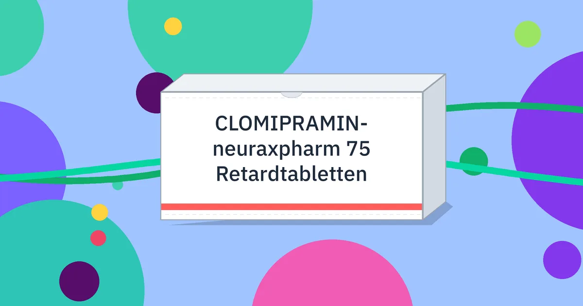 Symbolbild: Packung mit der Aufschrift CLOMIPRAMIN-neuraxpharm 75 Retardtabletten (PZN 03120006) – Verfügbarkeit und Bezug in Apotheken in Frankfurt am Main