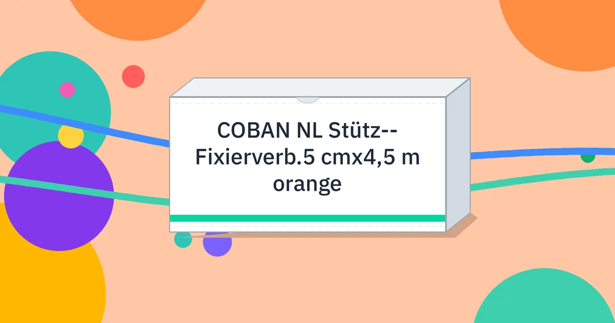 Symbolbild: Packung mit der Aufschrift COBAN NL Stütz--Fixierverb.5 cmx4,5 m orange (PZN 18065891) – Verfügbarkeit und Bezug in Apotheken in Frankfurt am Main
