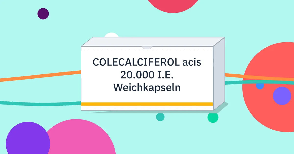 Symbolbild: Packung mit der Aufschrift COLECALCIFEROL acis 20.000 I.E. Weichkapseln (PZN 19094742) – Verfügbarkeit und Bezug in Apotheken in Frankfurt am Main