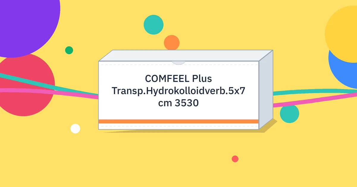 Symbolbild: Packung mit der Aufschrift COMFEEL Plus Transp.Hydrokolloidverb.5x7 cm 3530 (PZN 11029981) – Verfügbarkeit und Bezug in Apotheken in Frankfurt am Main