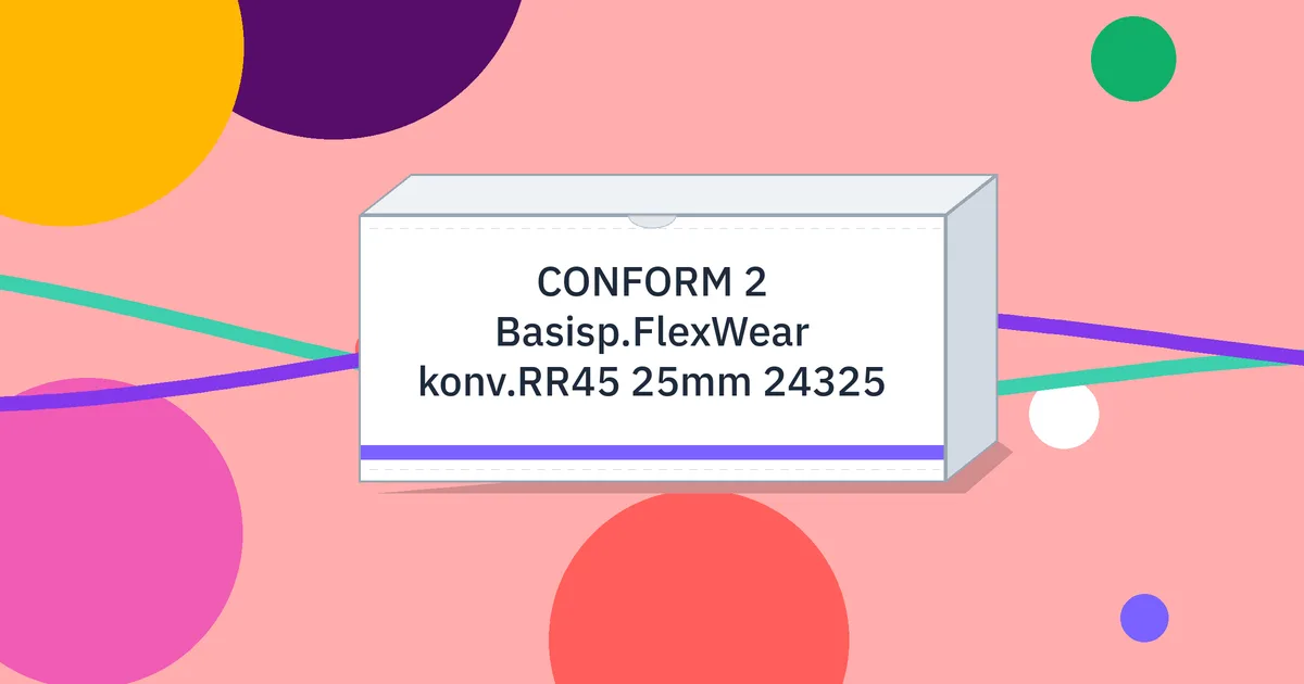 Symbolbild: Packung mit der Aufschrift CONFORM 2 Basisp.FlexWear konv.RR45 25mm 24325 (PZN 01464670) – Verfügbarkeit und Bezug in Apotheken in Frankfurt am Main