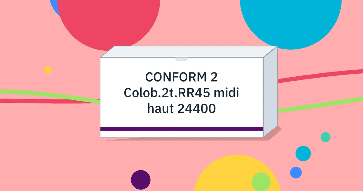 Symbolbild: Packung mit der Aufschrift CONFORM 2 Colob.2t.RR45 midi haut 24400 (PZN 00347749) – Verfügbarkeit und Bezug in Apotheken in Frankfurt am Main