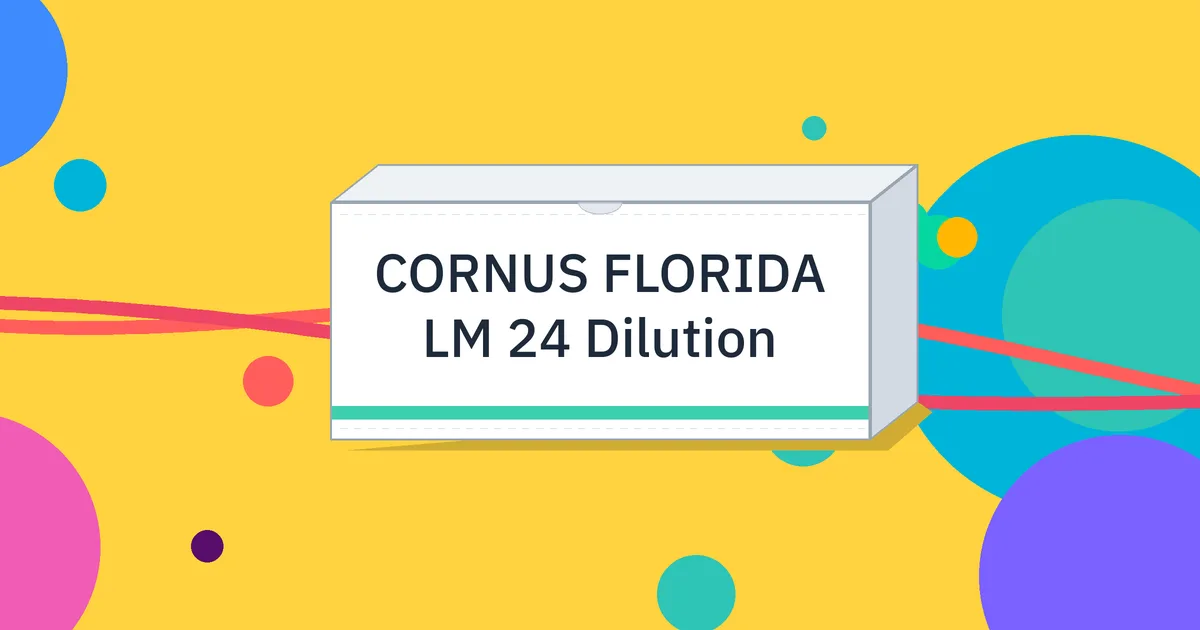 Symbolbild: Packung mit der Aufschrift CORNUS FLORIDA LM 24 Dilution (PZN 13452749) – Verfügbarkeit und Bezug in Apotheken in Frankfurt am Main