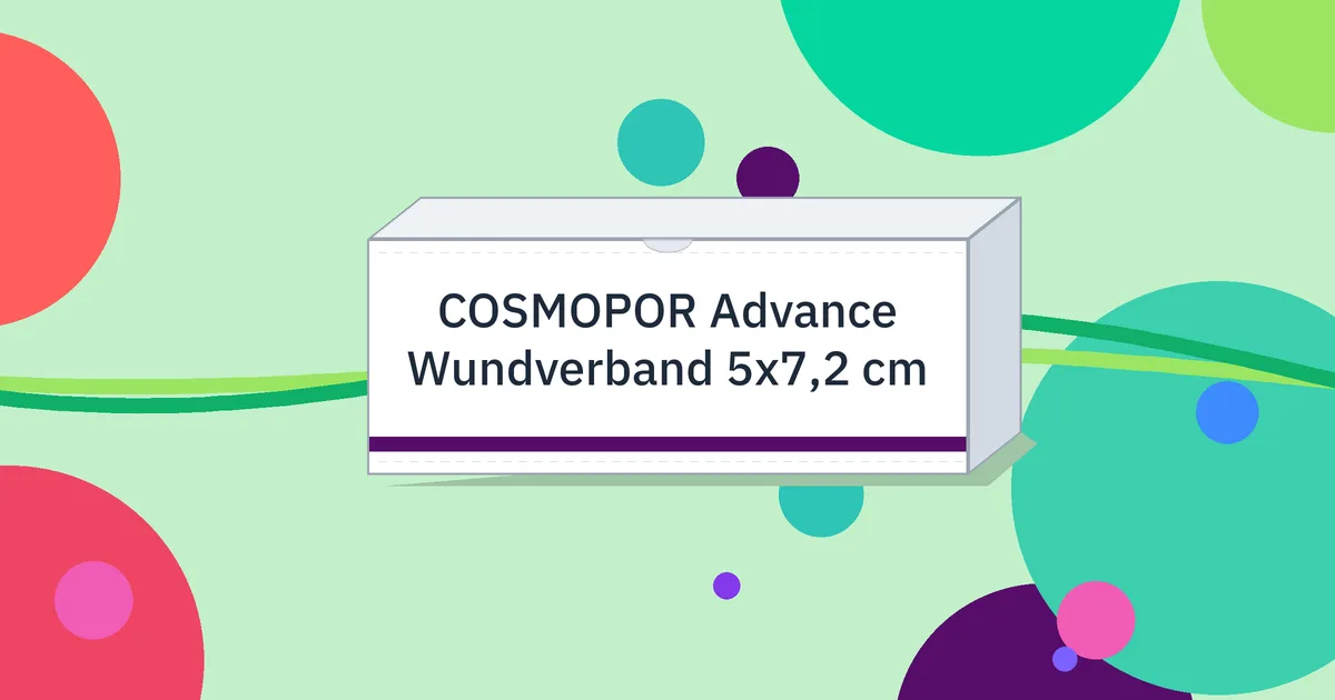Symbolbild: Packung mit der Aufschrift COSMOPOR Advance Wundverband 5x7,2 cm (PZN 18799498) – Verfügbarkeit und Bezug in Apotheken in Frankfurt am Main