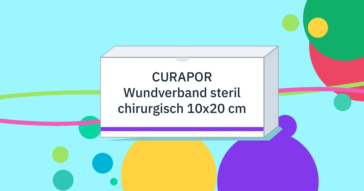 Symbolbild: Packung mit der Aufschrift CURAPOR Wundverband steril chirurgisch 10x20 cm (PZN 15420707) – Verfügbarkeit und Bezug in Apotheken in Frankfurt am Main