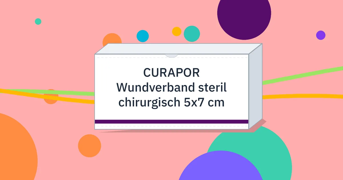 Symbolbild: Packung mit der Aufschrift CURAPOR Wundverband steril chirurgisch 5x7 cm (PZN 20891981) – Verfügbarkeit und Bezug in Apotheken in Frankfurt am Main