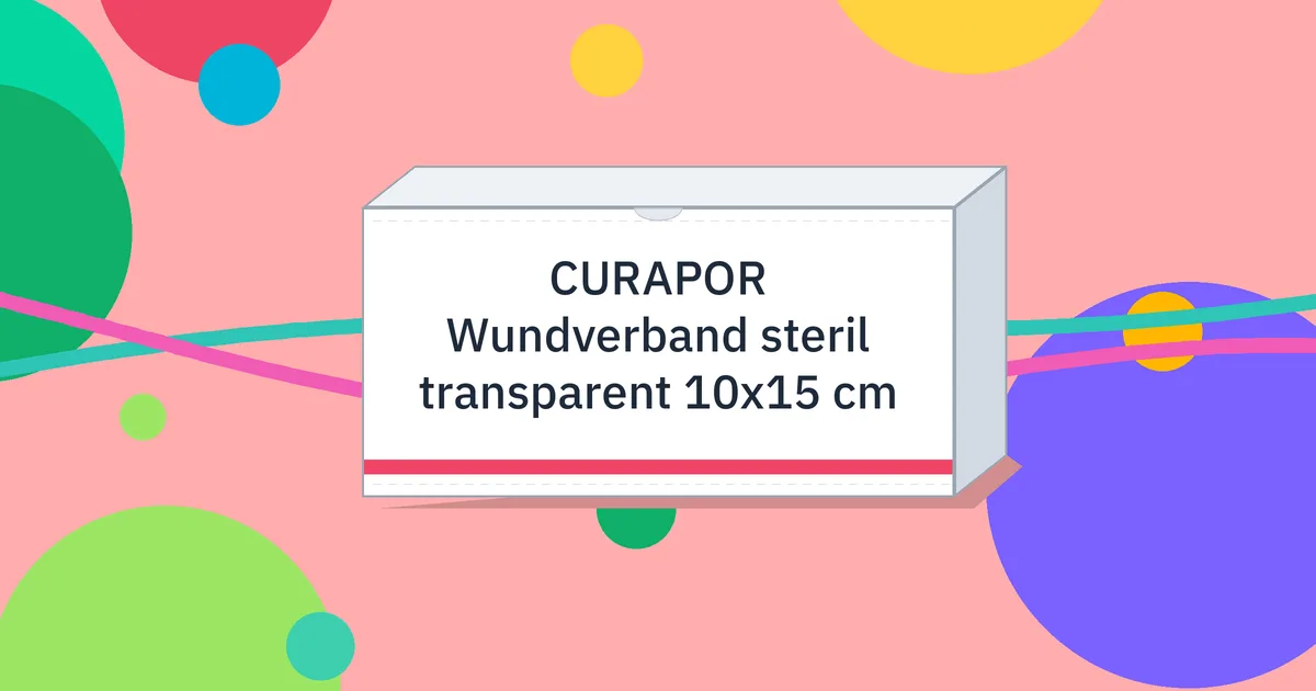 Symbolbild: Packung mit der Aufschrift CURAPOR Wundverband steril transparent 10x15 cm (PZN 02914098) – Verfügbarkeit und Bezug in Apotheken in Frankfurt am Main