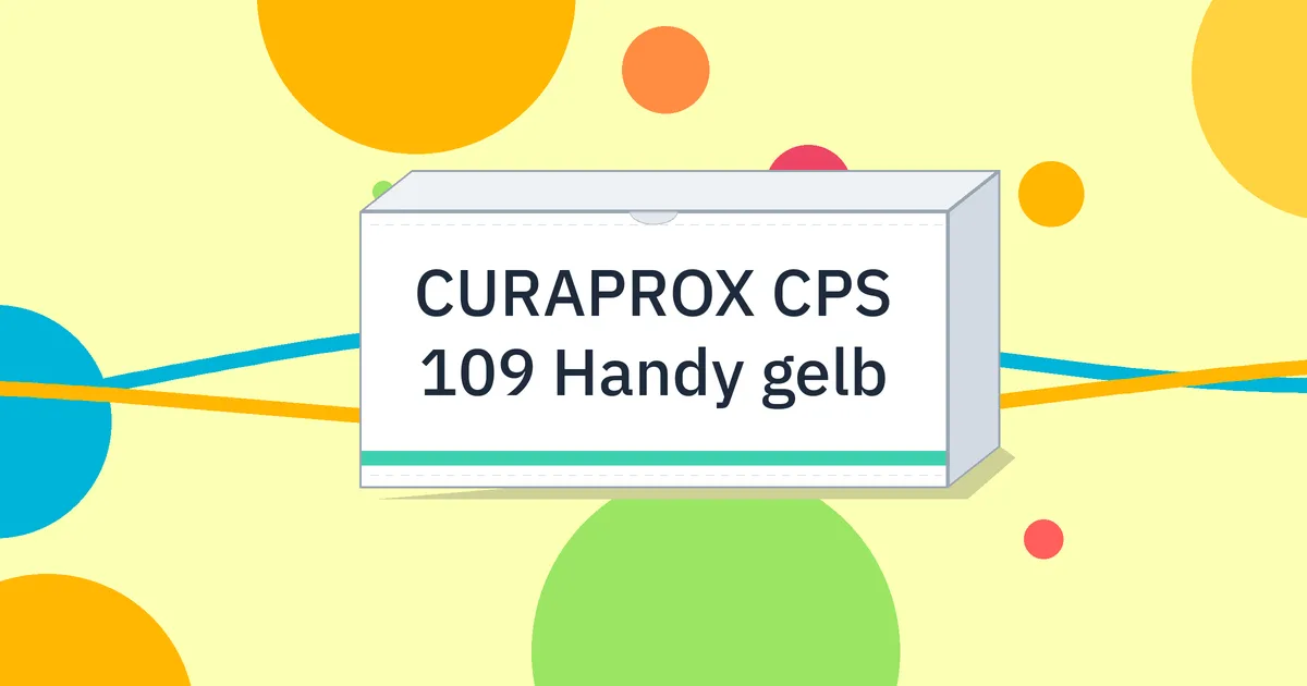 Symbolbild: Packung mit der Aufschrift CURAPROX CPS 109 Handy gelb (PZN 02395221) – Verfügbarkeit und Bezug in Apotheken in Frankfurt am Main