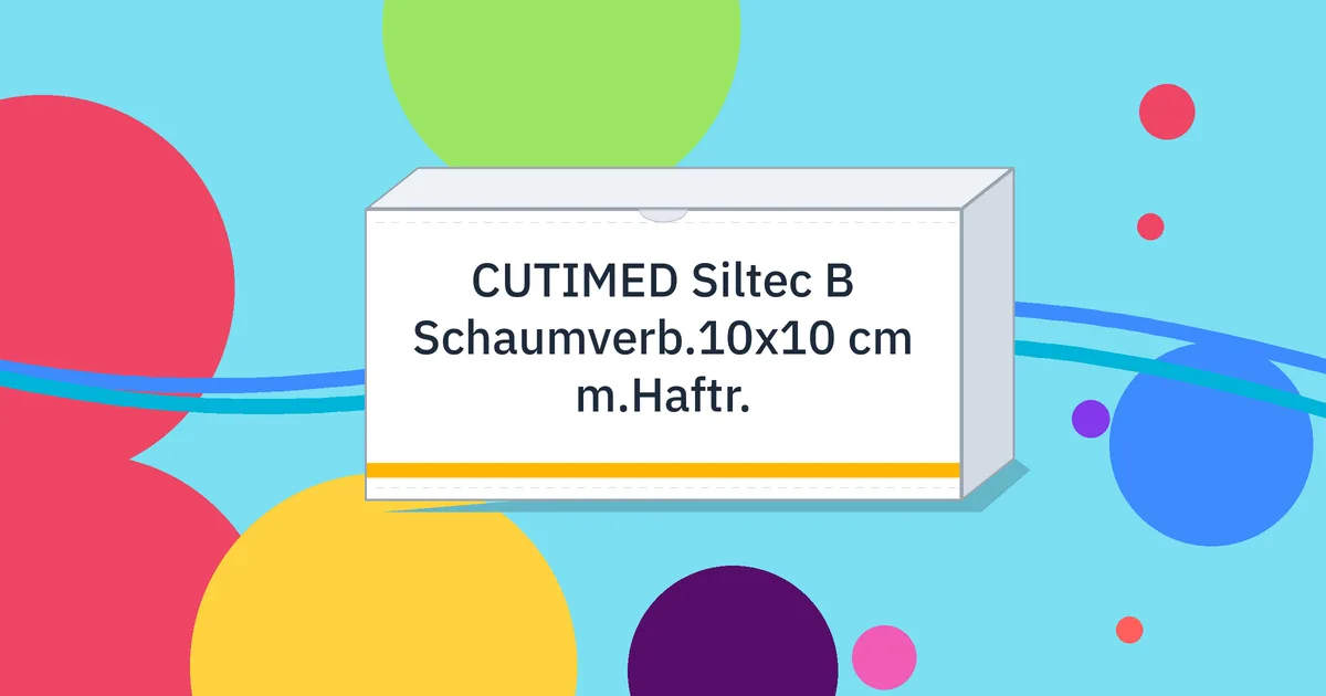 Symbolbild: Packung mit der Aufschrift CUTIMED Siltec B Schaumverb.10x10 cm m.Haftr. (PZN 10204198) – Verfügbarkeit und Bezug in Apotheken in Frankfurt am Main