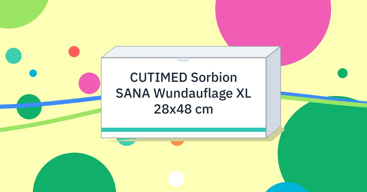 Symbolbild: Packung mit der Aufschrift CUTIMED Sorbion SANA Wundauflage XL 28x48 cm (PZN 19472902) – Verfügbarkeit und Bezug in Apotheken in Frankfurt am Main
