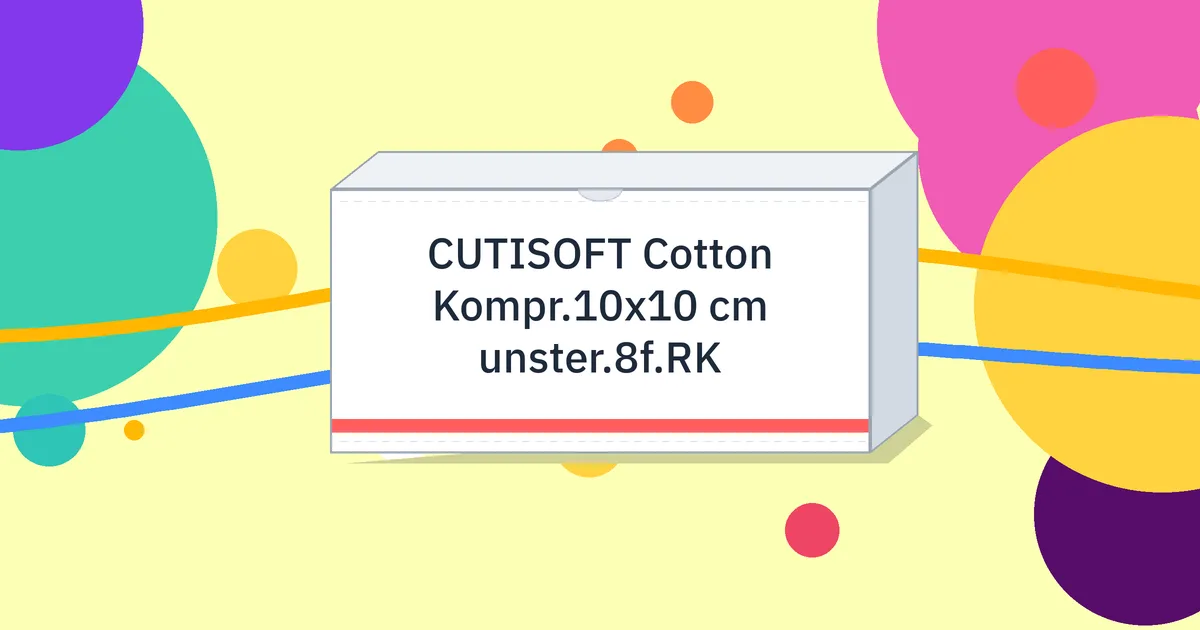 Symbolbild: Packung mit der Aufschrift CUTISOFT Cotton Kompr.10x10 cm unster.8f.RK (PZN 12655976) – Verfügbarkeit und Bezug in Apotheken in Frankfurt am Main