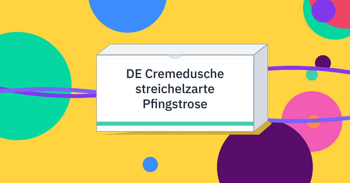 Symbolbild: Packung mit der Aufschrift DE Cremedusche streichelzarte Pfingstrose (PZN 16633121) – Verfügbarkeit und Bezug in Apotheken in Frankfurt am Main