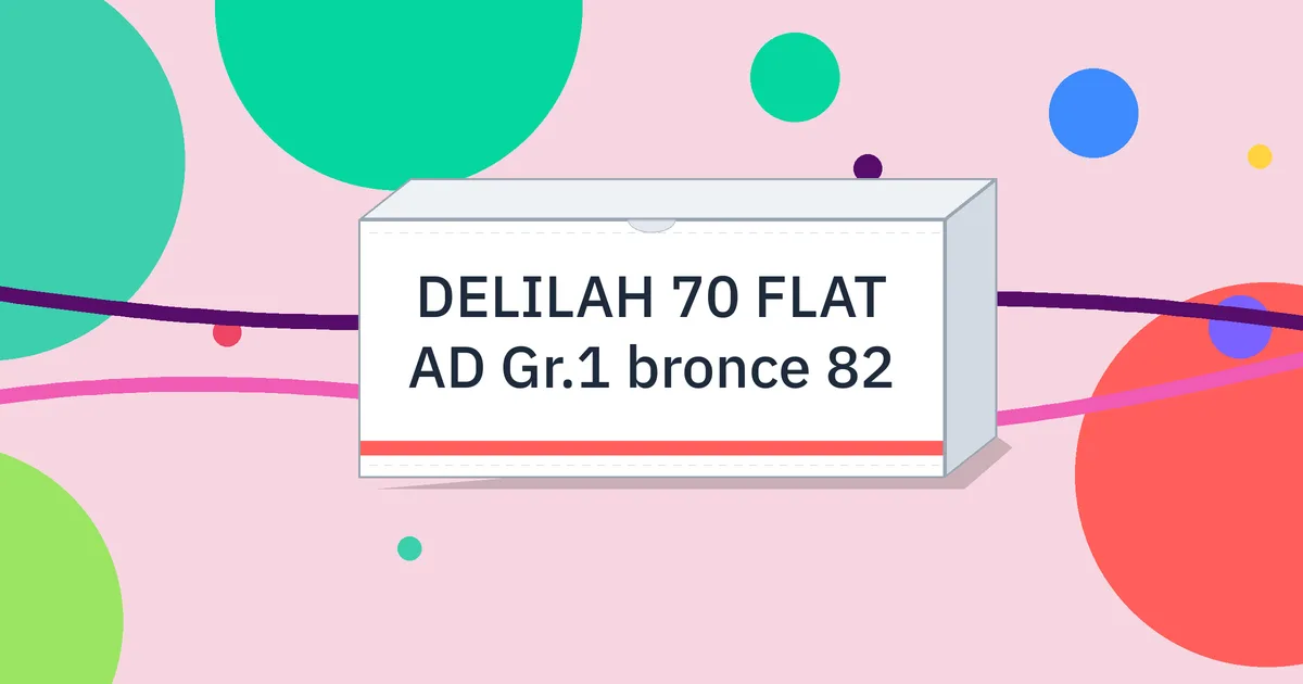 Symbolbild: Packung mit der Aufschrift DELILAH 70 FLAT AD Gr.1 bronce 82 (PZN 13847459) – Verfügbarkeit und Bezug in Apotheken in Frankfurt am Main