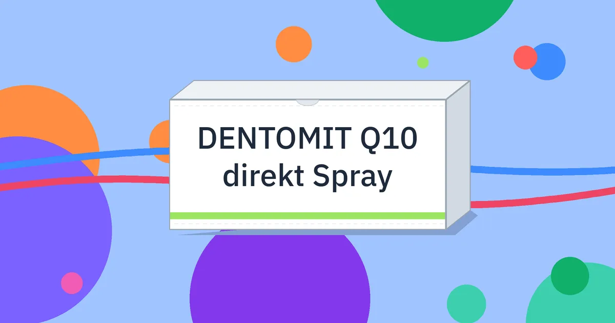 Symbolbild: Packung mit der Aufschrift DENTOMIT Q10 direkt Spray (PZN 00185229) – Verfügbarkeit und Bezug in Apotheken in Frankfurt am Main