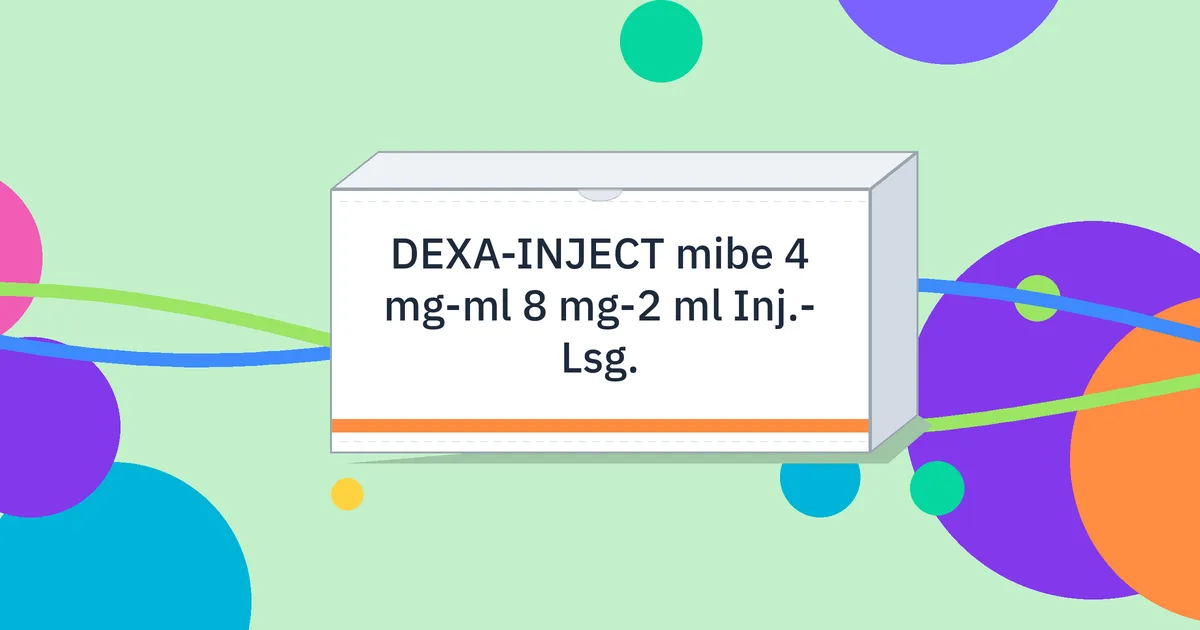 Symbolbild: Packung mit der Aufschrift DEXA-INJECT mibe 4 mg-ml 8 mg-2 ml Inj.-Lsg. (PZN 19847242) – Verfügbarkeit und Bezug in Apotheken in Frankfurt am Main