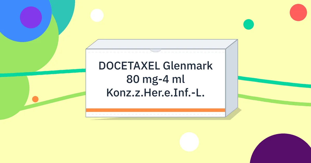 Symbolbild: Packung mit der Aufschrift DOCETAXEL Glenmark 80 mg-4 ml Konz.z.Her.e.Inf.-L. (PZN 18018704) – Verfügbarkeit und Bezug in Apotheken in Frankfurt am Main