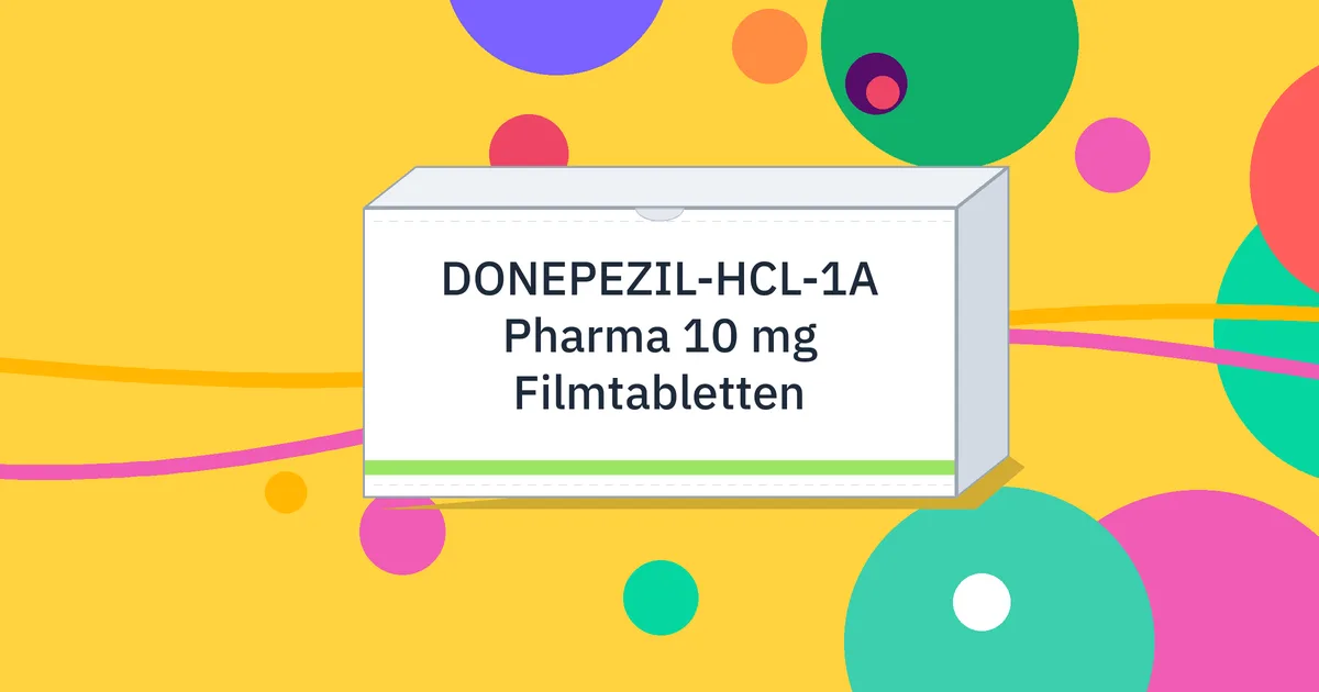 Symbolbild: Packung mit der Aufschrift DONEPEZIL-HCL-1A Pharma 10 mg Filmtabletten (PZN 09322248) – Verfügbarkeit und Bezug in Apotheken in Frankfurt am Main