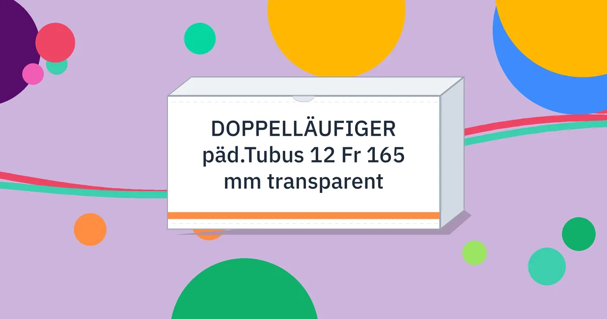 Symbolbild: Packung mit der Aufschrift DOPPELLÄUFIGER päd.Tubus 12 Fr 165 mm transparent (PZN 09514284) – Verfügbarkeit und Bezug in Apotheken in Frankfurt am Main