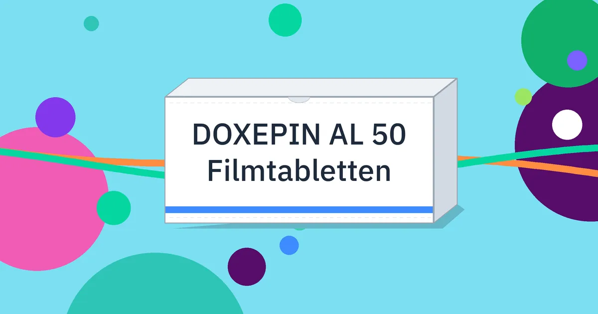 Symbolbild: Packung mit der Aufschrift DOXEPIN AL 50 Filmtabletten (PZN 00347577) – Verfügbarkeit und Bezug in Apotheken in Frankfurt am Main