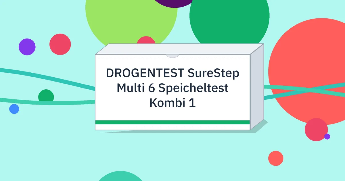Symbolbild: Packung mit der Aufschrift DROGENTEST SureStep Multi 6 Speicheltest Kombi 1 (PZN 16573614) – Verfügbarkeit und Bezug in Apotheken in Frankfurt am Main