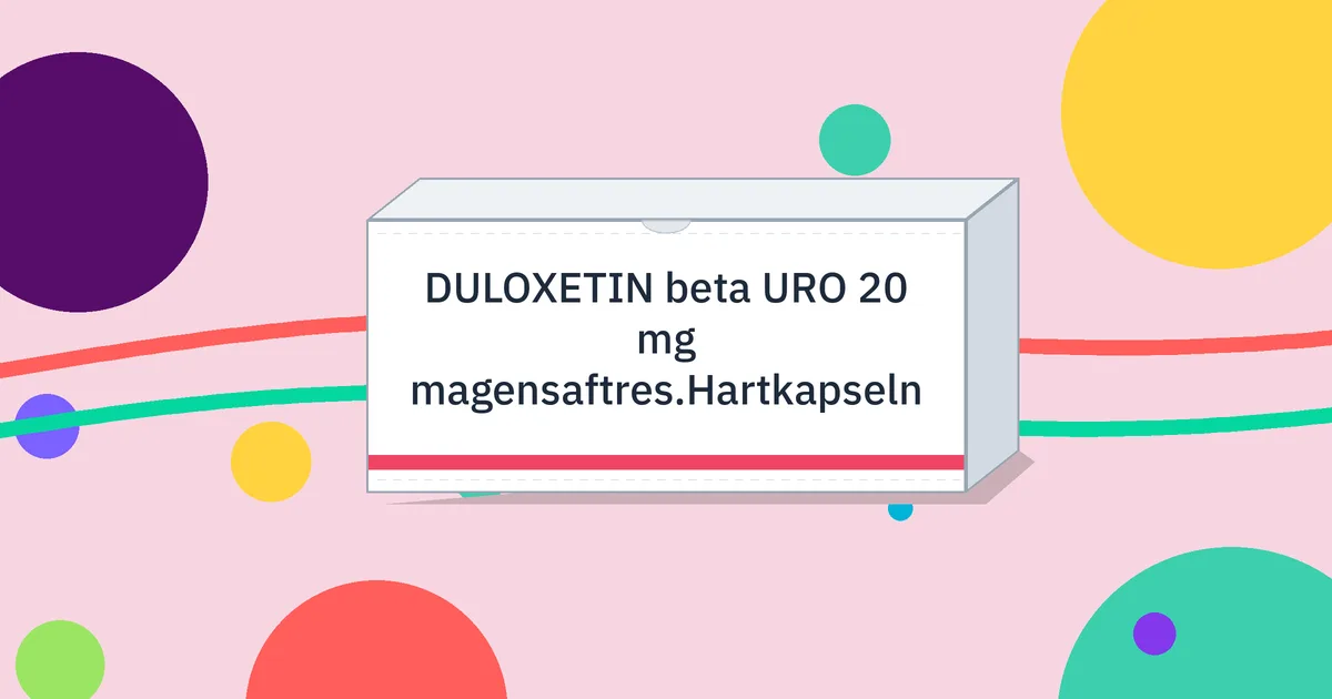 Symbolbild: Packung mit der Aufschrift DULOXETIN beta URO 20 mg magensaftres.Hartkapseln (PZN 08833107) – Verfügbarkeit und Bezug in Apotheken in Frankfurt am Main