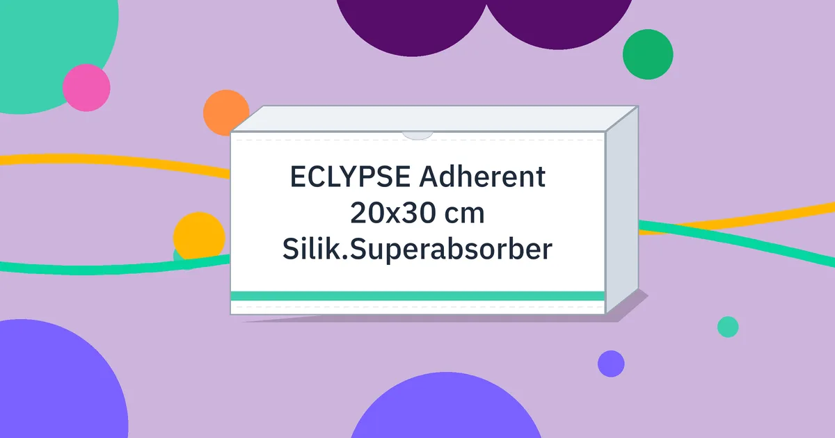 Symbolbild: Packung mit der Aufschrift ECLYPSE Adherent 20x30 cm Silik.Superabsorber (PZN 08840426) – Verfügbarkeit und Bezug in Apotheken in Frankfurt am Main