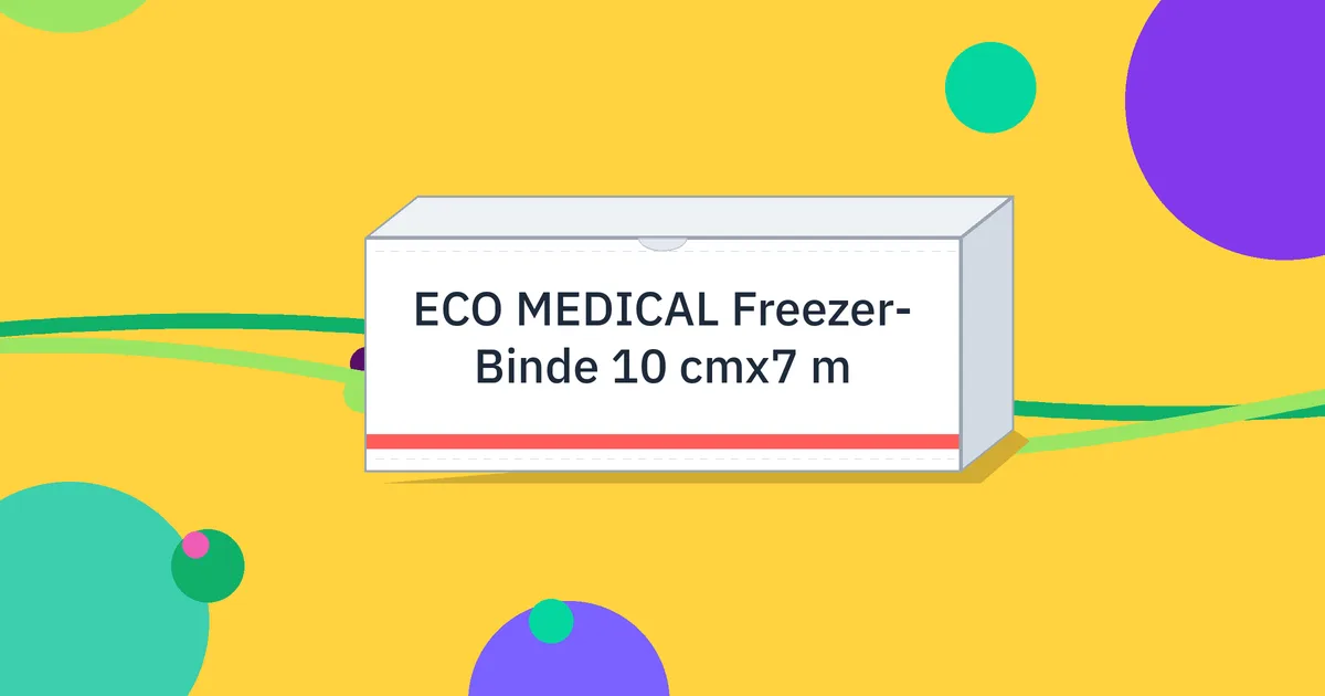 Symbolbild: Packung mit der Aufschrift ECO MEDICAL Freezer-Binde 10 cmx7 m (PZN 00881443) – Verfügbarkeit und Bezug in Apotheken in Frankfurt am Main