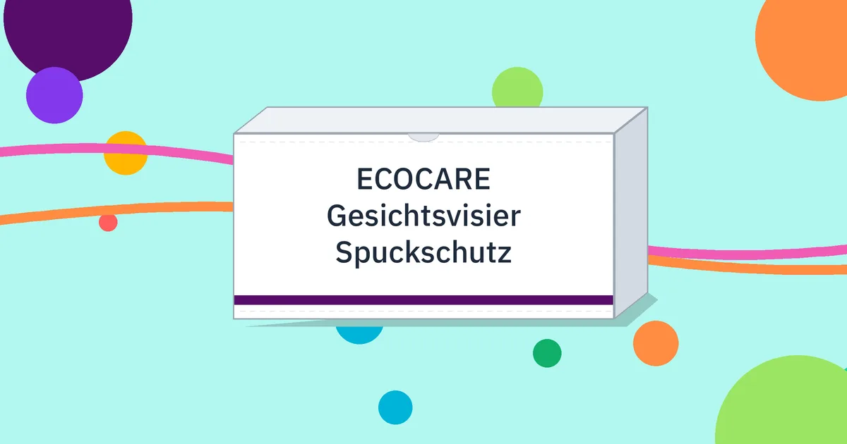 Symbolbild: Packung mit der Aufschrift ECOCARE Gesichtsvisier Spuckschutz (PZN 16848755) – Verfügbarkeit und Bezug in Apotheken in Frankfurt am Main