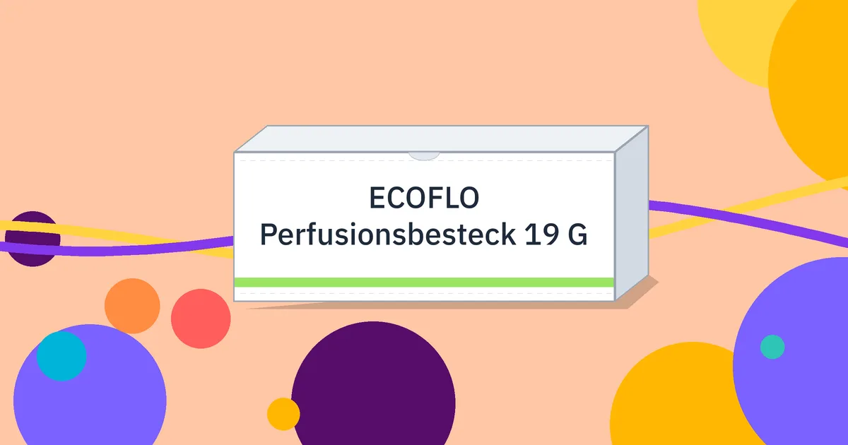 Symbolbild: Packung mit der Aufschrift ECOFLO Perfusionsbesteck 19 G (PZN 07429829) – Verfügbarkeit und Bezug in Apotheken in Frankfurt am Main